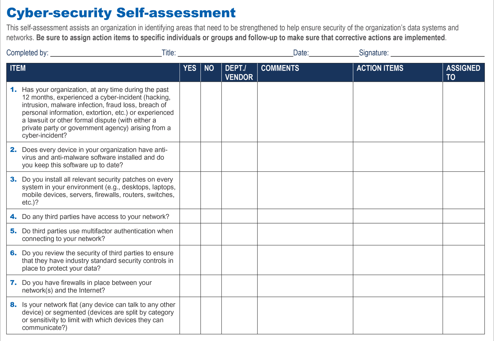 Cyber-security Self-assessment - Minnesota Counties Intergovernmental Trust